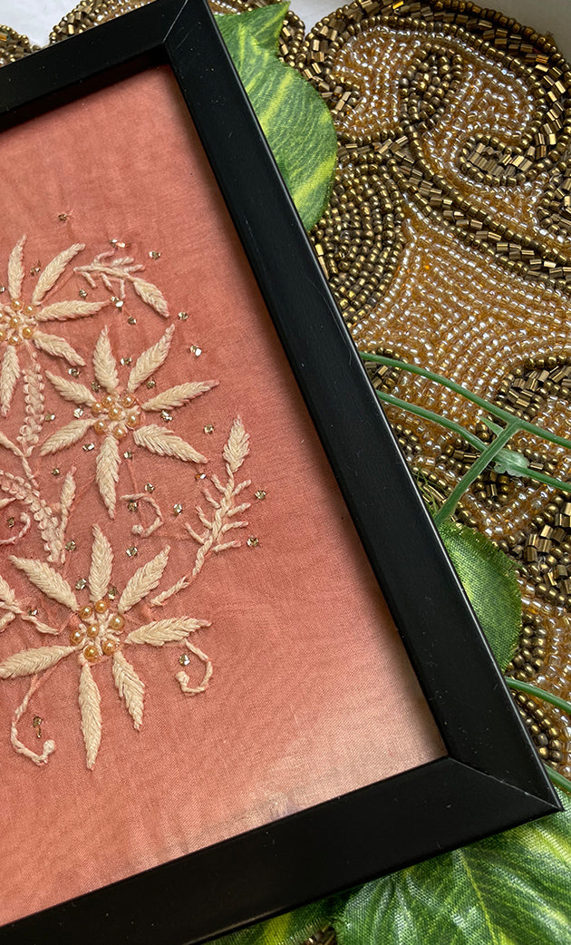 Chikankari Momento Frame – Handcrafted Embroidery (9x 7 Inch, Rust ) -